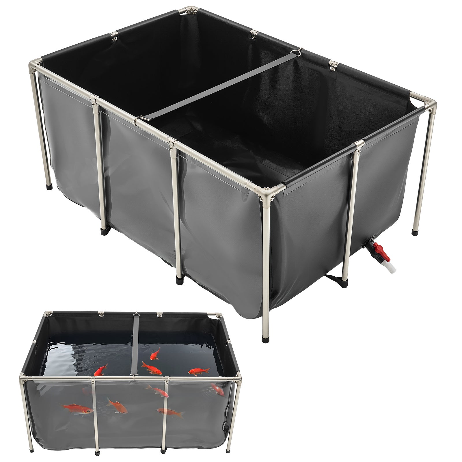 Bassin à Poissons Hors Sol,Capacité VEVOR 1023,3 L,Étang à Poissons en ...
