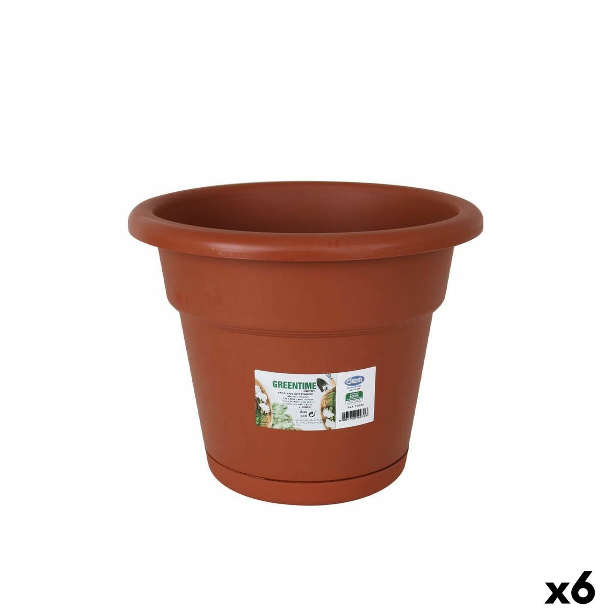 Pot avec sous-pot Dem Greentime Marron 30 x 30 x 25 cm (6 Unités ...