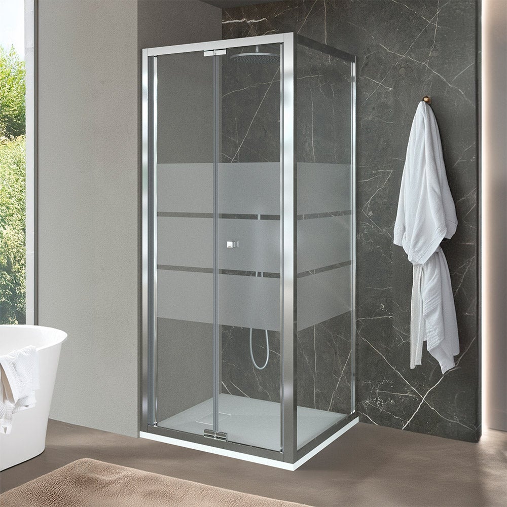 Cabine de douche 80x80 cm avec porte pliante sérigraphiée H 200 cm Ted ...