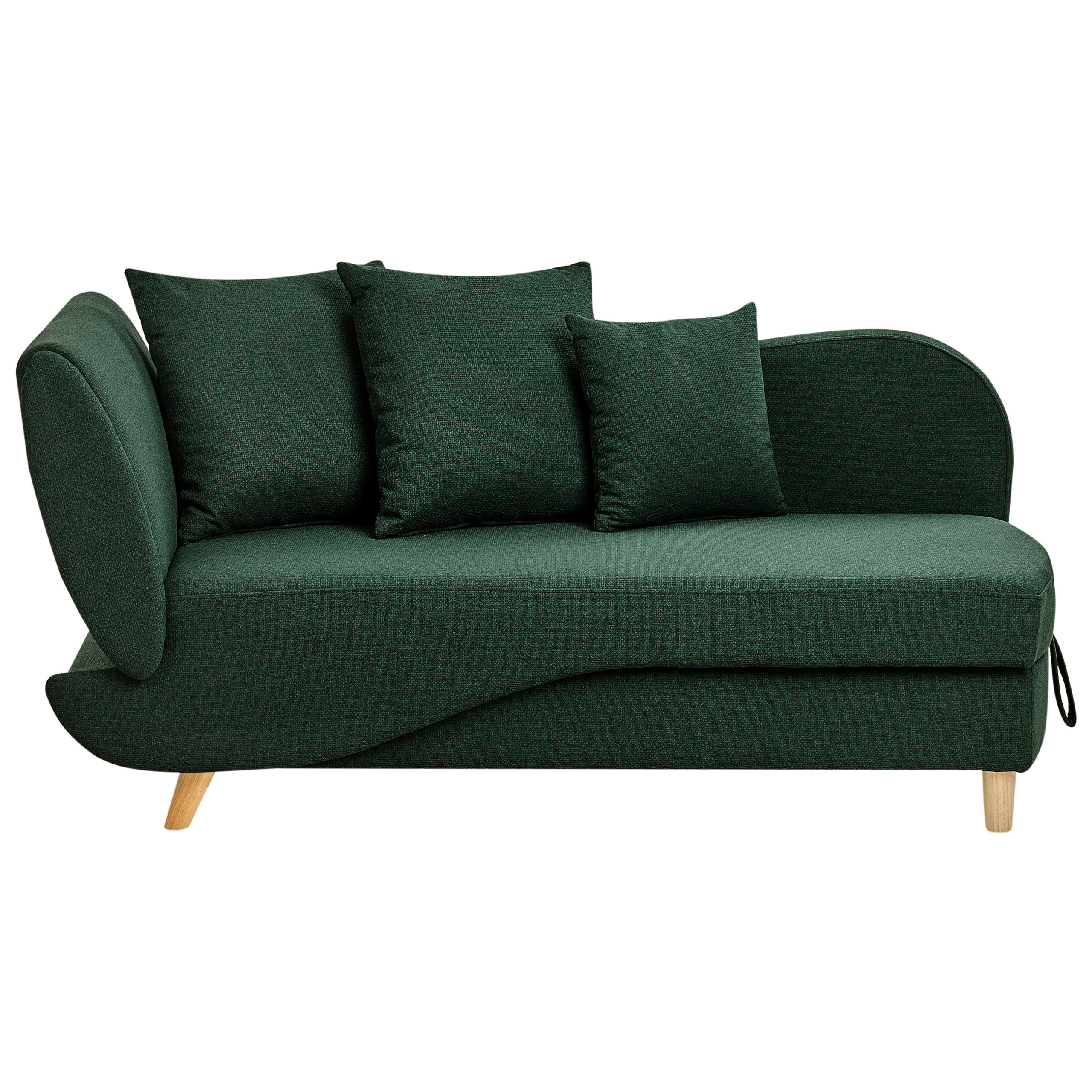 Méridienne Chaise Longue Verte Côté Gauche en Tissu Lin de Qualité avec ...