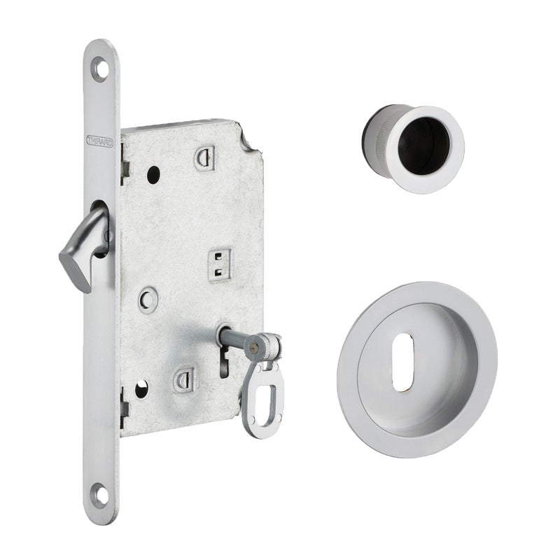 Serrure à crochet pour porte coulissante - Axe : 50 mm - Décor : Chromé ...