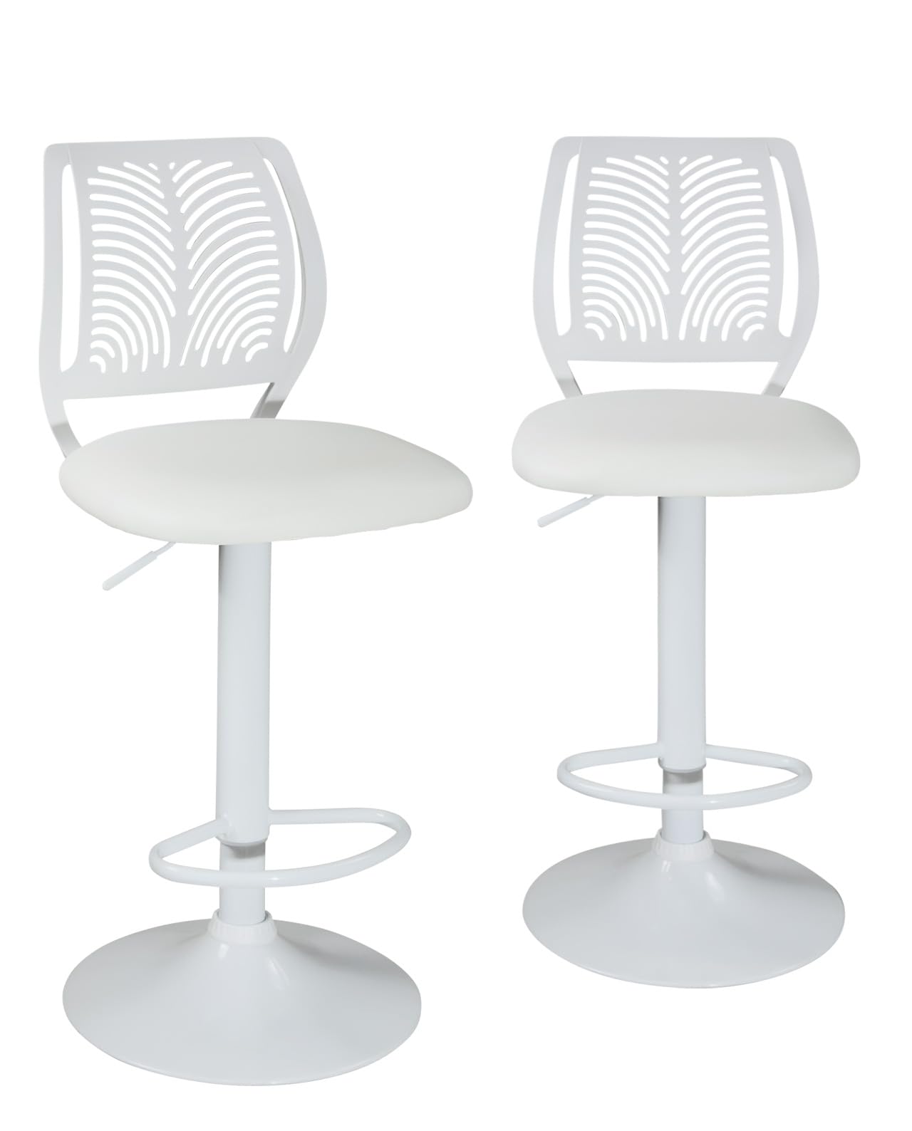 Lot de 2 chaises de bar réglables pivotantes simili cuir blanc intégral ...