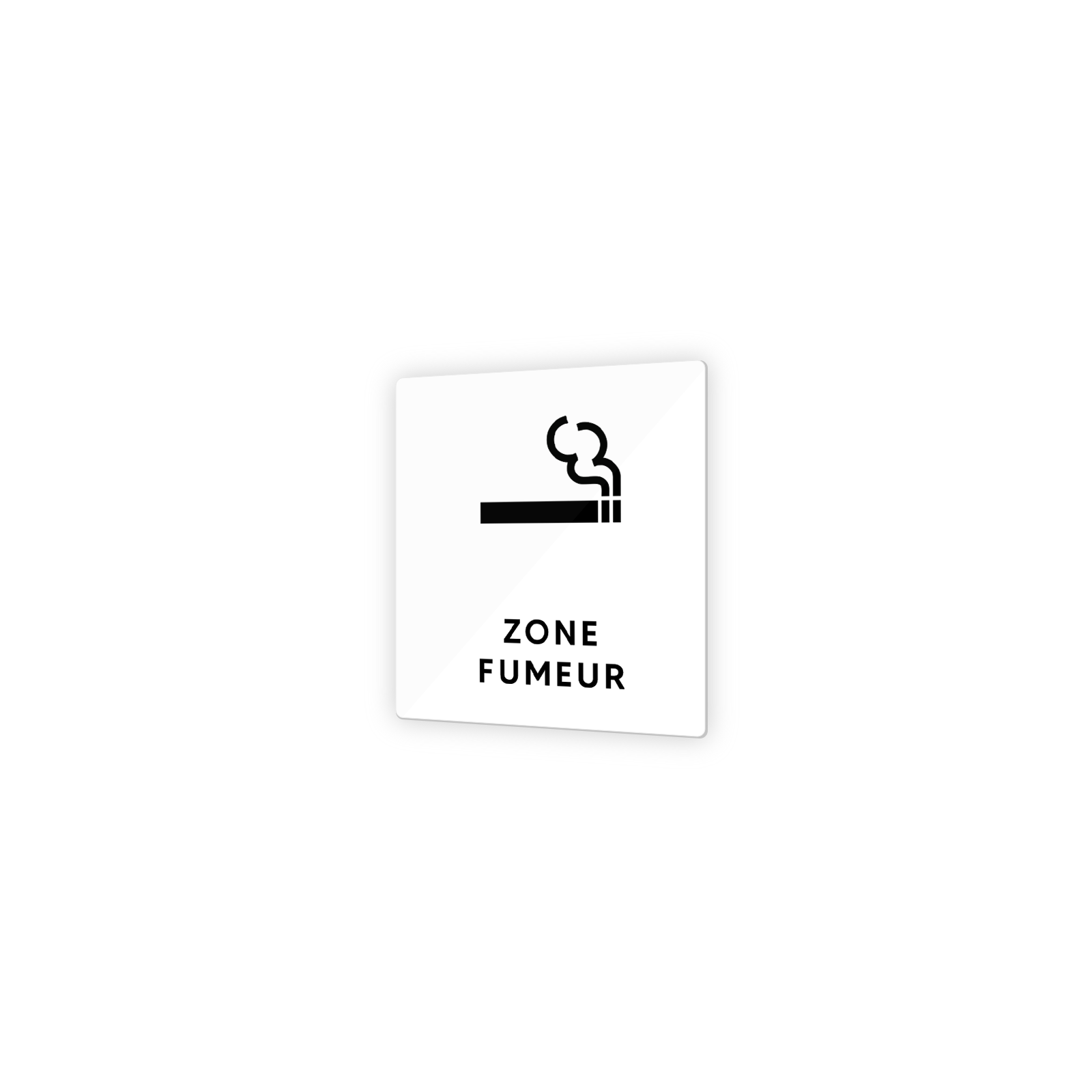 Pictogramme Zone Fumeur PMMA - Panneau signalétique carré noir - Format ...