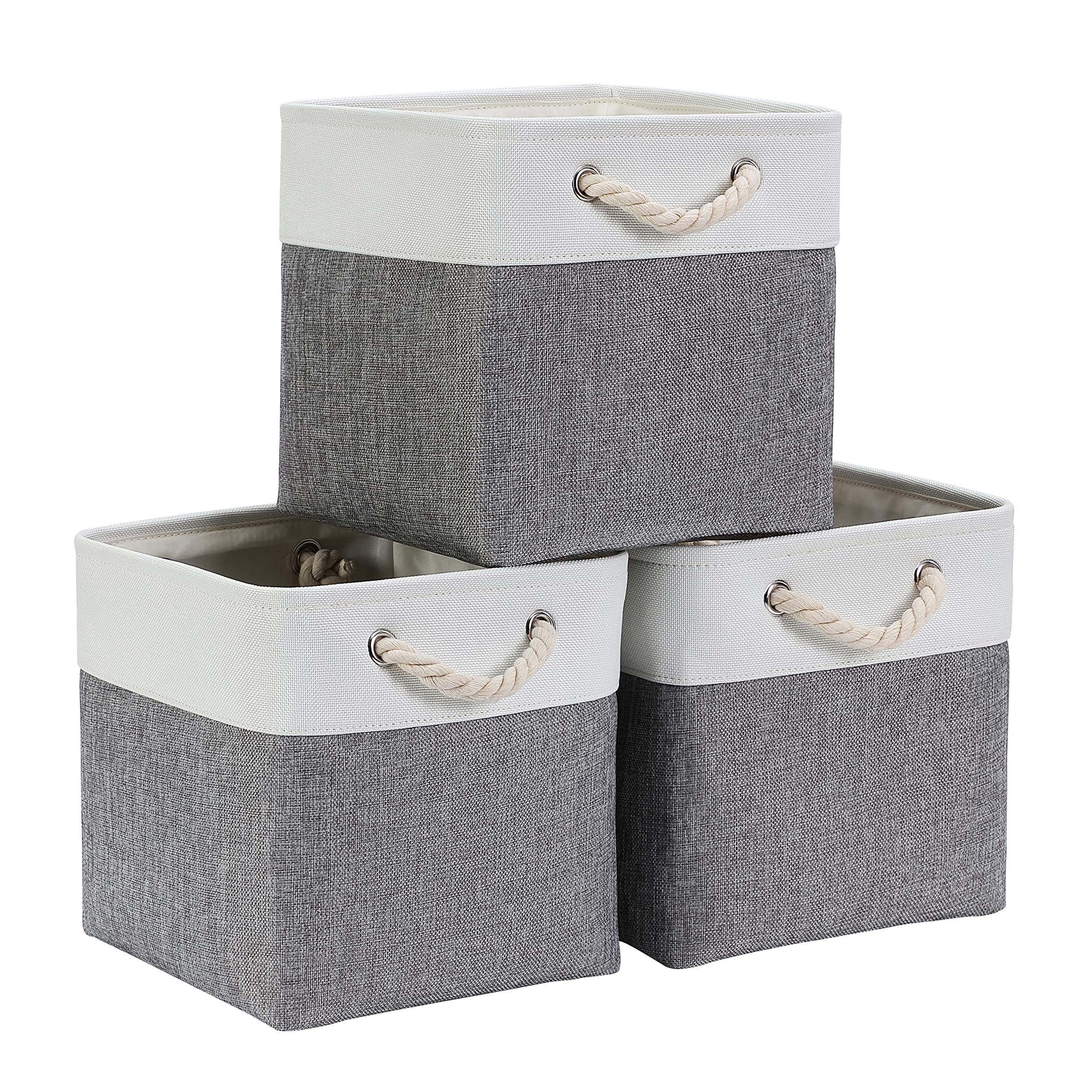 Cube de Rangement Tissu, Panier Cube de Rangement, (Gris Blanc ...