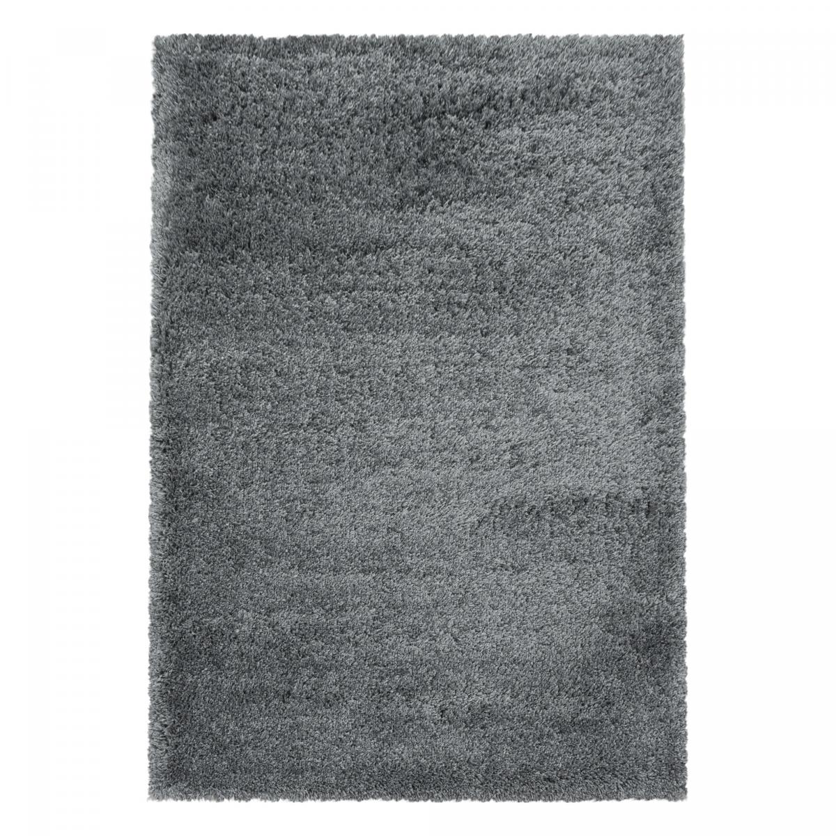 Tapis longs poils shaggy 140x200 rectangle tissé gris motif uni UNI B | Leroy Merlin