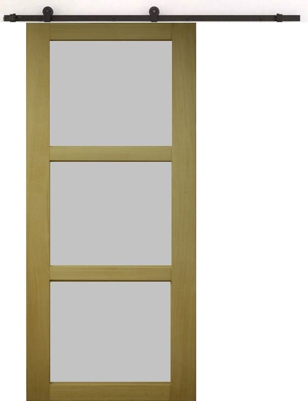 Porte Coulissante Ayous 3 Panneaux Gris Ral 7035 H204 X L83 + Rail A ...