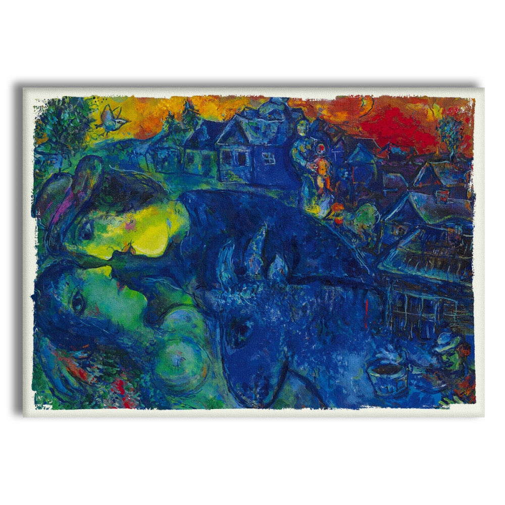 MARC CHAGALL Le Village Bleu - Tableau Toile Sur Cadre Bois 70X50 CM ...