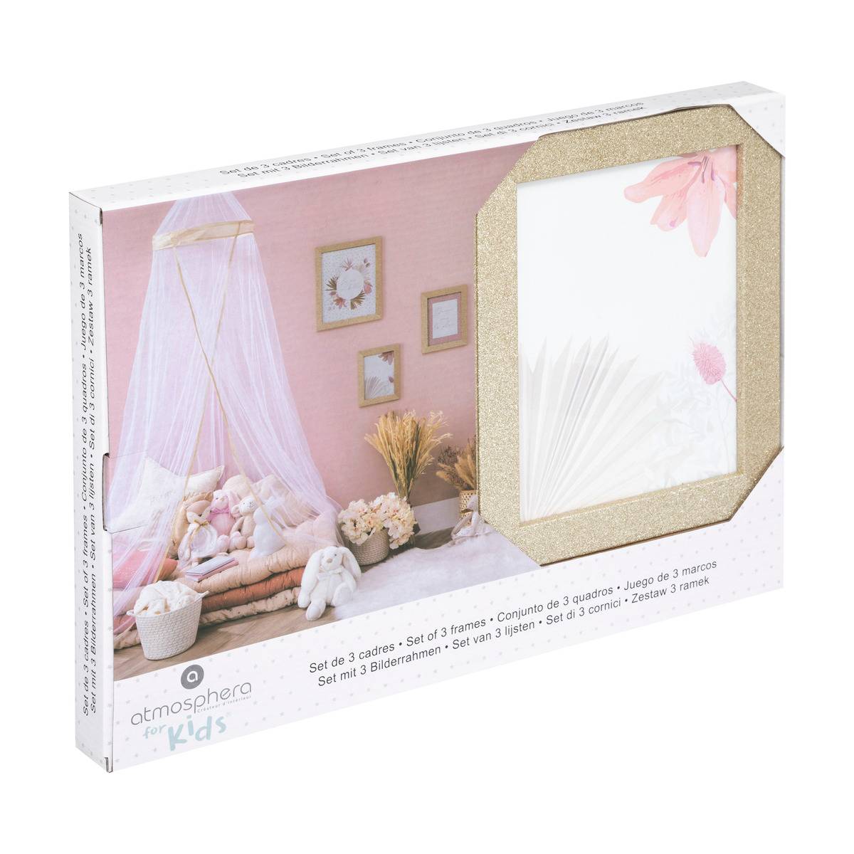 Set de 3 cadres photos enfant - bois et verre - doré - Atmosphera ...