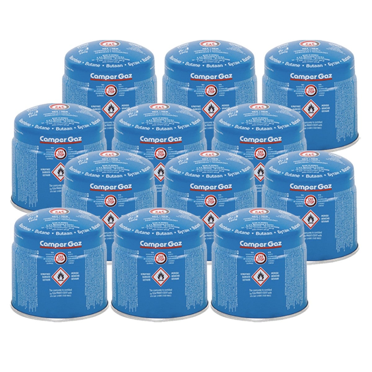 Pack 12 cartuchos de gas 190g CAMPER GAZ butano Perçable seguridad Stop ...
