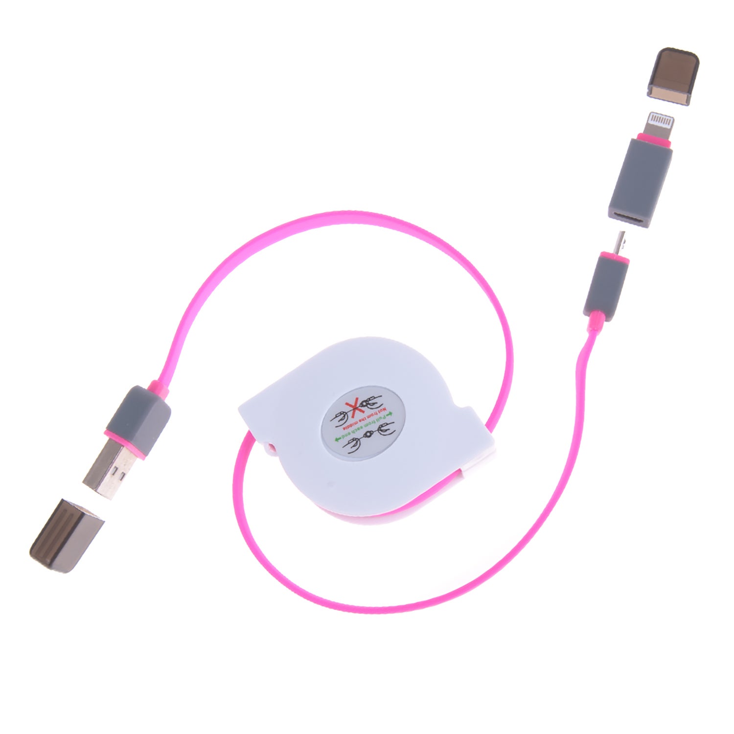 Cable enrollable 2 en 1 4x1x12 Cm. Color: Rosa DAM | Leroy Merlin