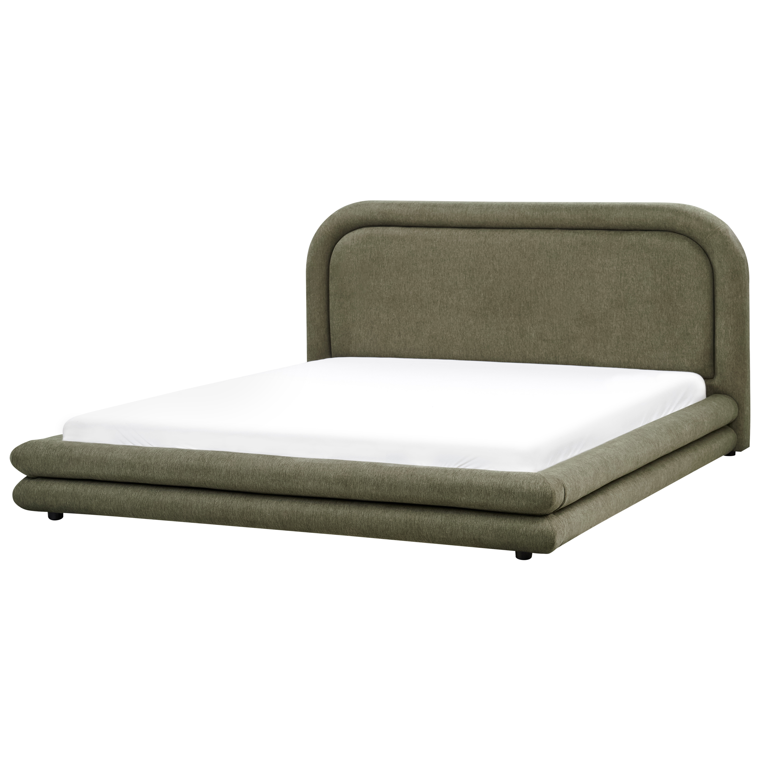 Beliani Cama de agua Lino sintético LAVARDENS 180 x 200 cm Verde oscuro ...
