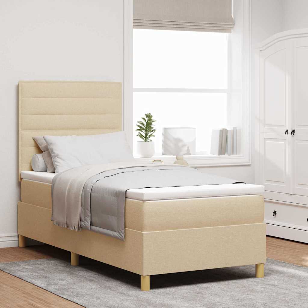 Maison Exclusive - Cama Box Spring LED con colchón Crema 100 x 200 cm ...