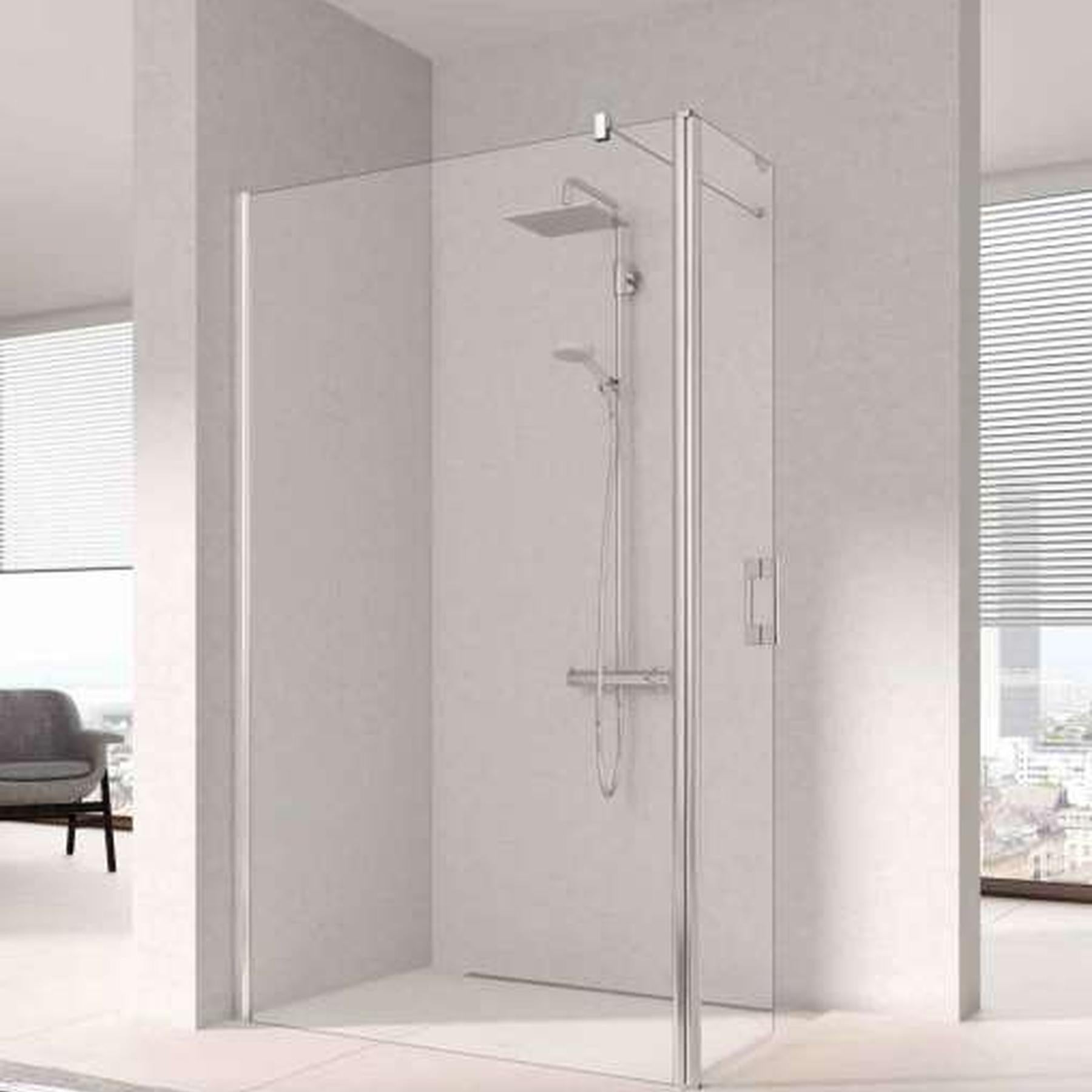 Pared de ducha ancho 90cm altura 200 cm perfil plata pulido cristal ...