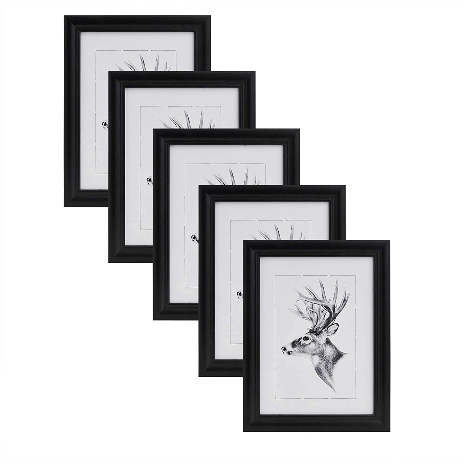 Set de 5 Cadre Photo，Noir，18x24cm，Artos Style en Bois et Verre，Cadre ...
