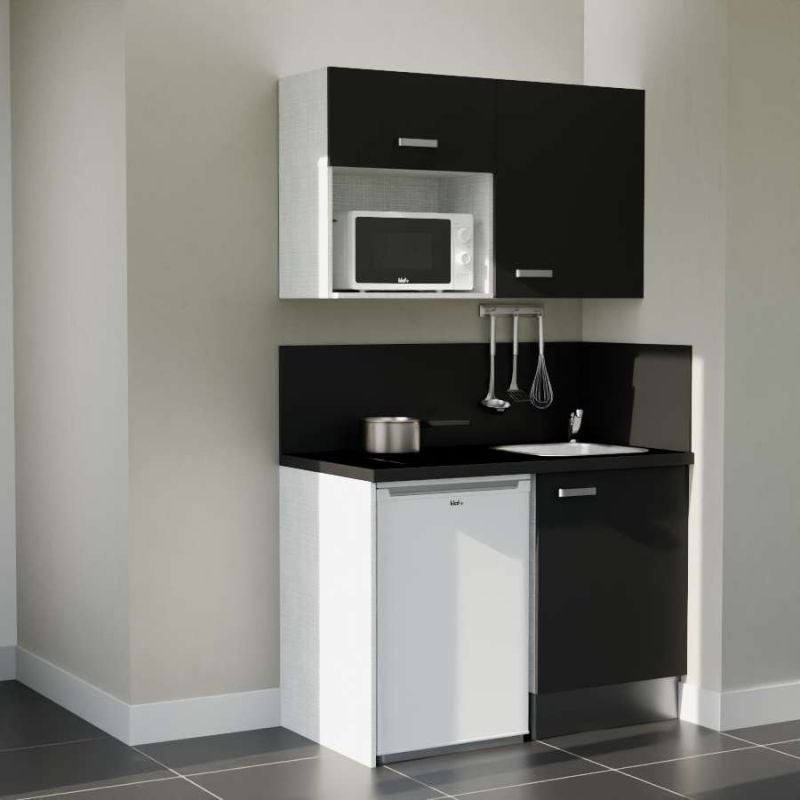 Kitchenette K07L-PT - 120 cm avec plan de travail et évier - Façade ...