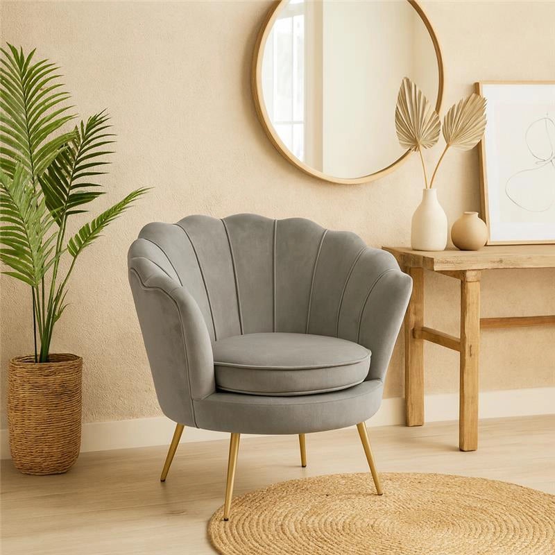 Poltrona design grigio con gambe acciaio Water Lily | Leroy Merlin