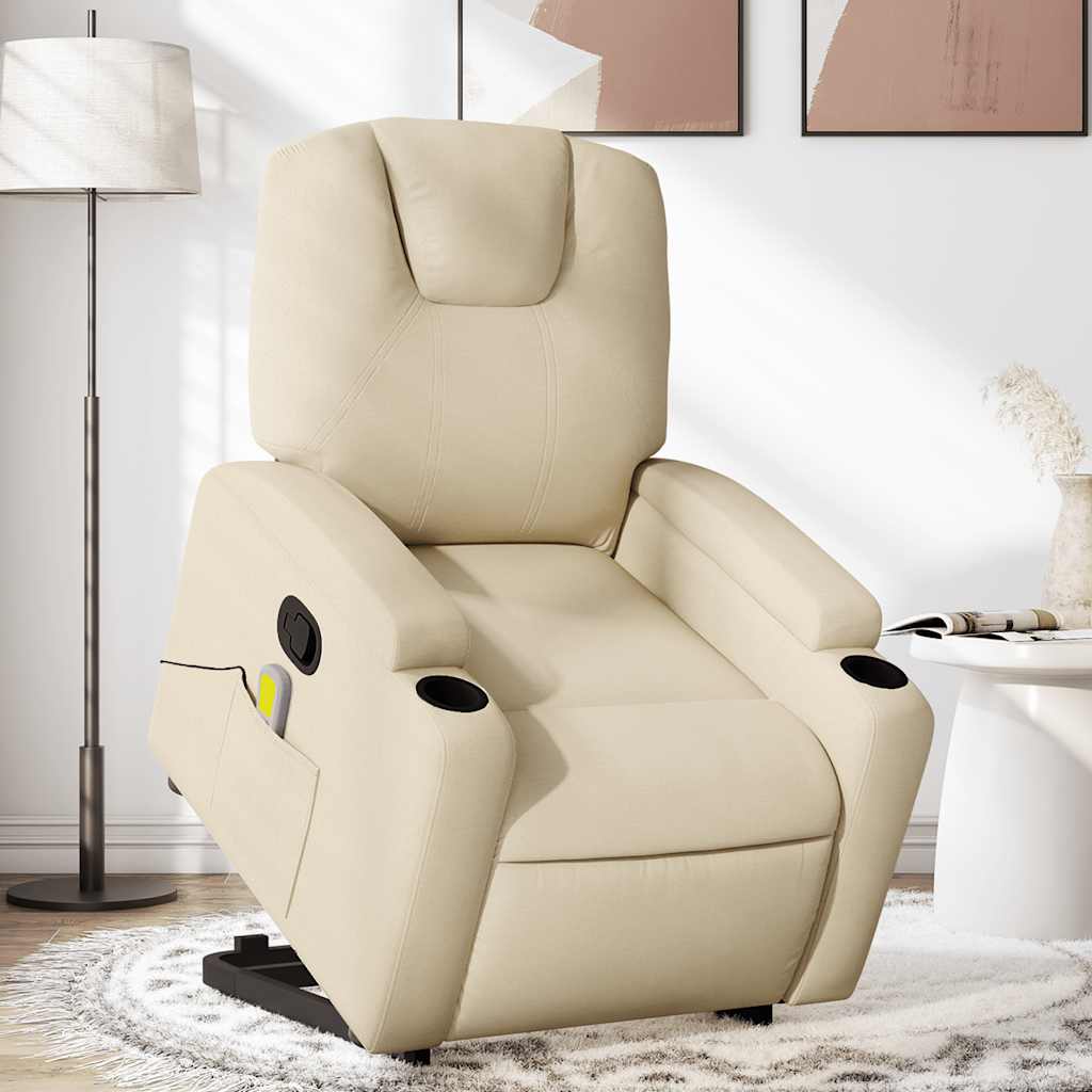 Fauteuil inclinable de massage en tissu crème | Leroy Merlin