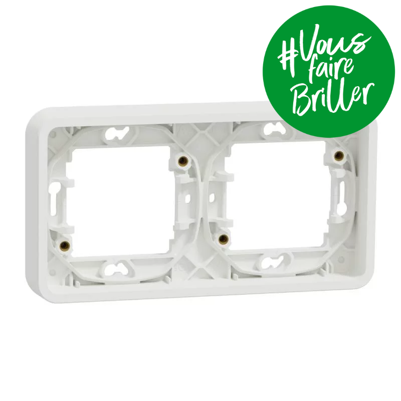 Cadre 2 postes horizontale IP55 IK07 Encastré - Blanc- Mureva Styl ...