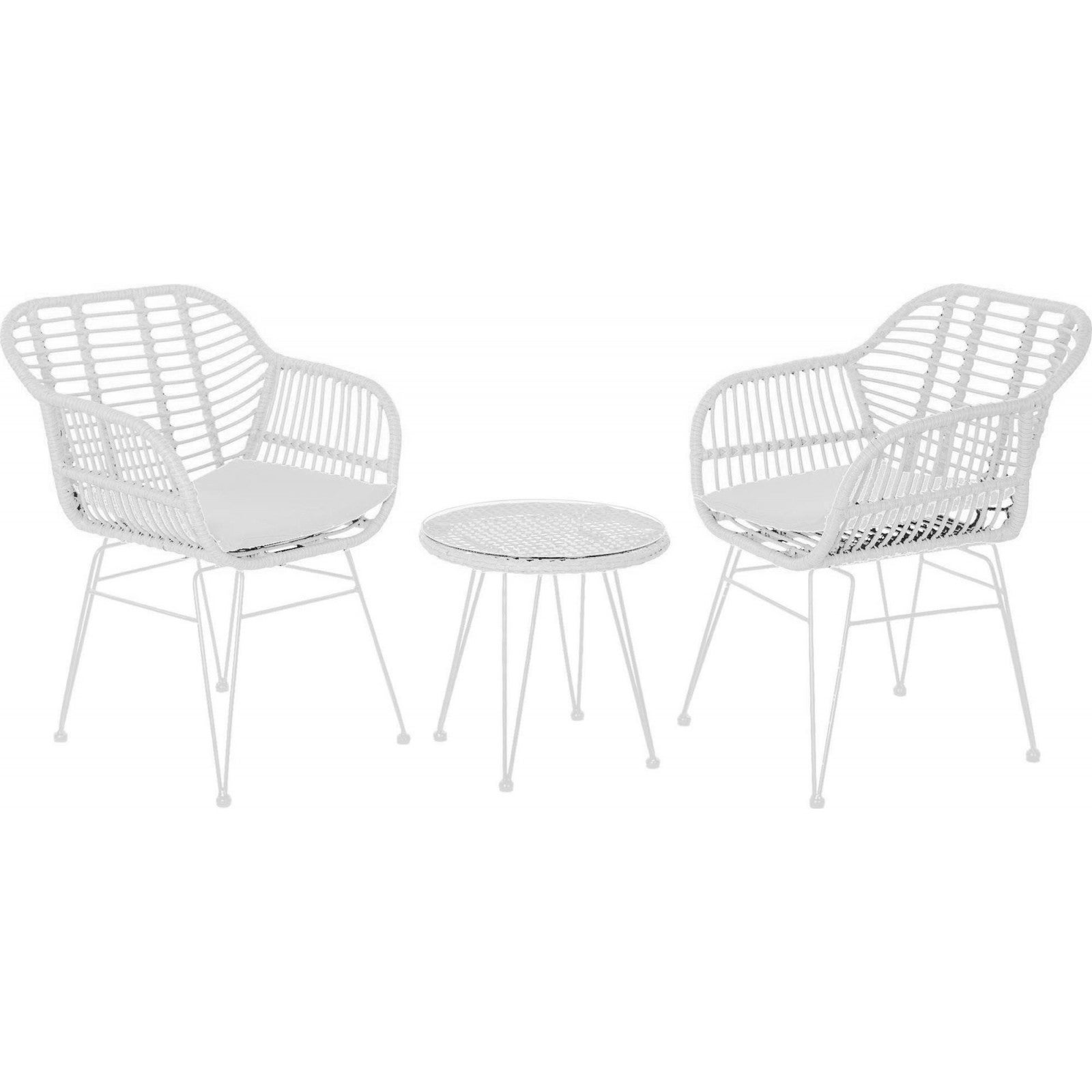 Table et chaise jardin rotin blanc élégant 56 x 57,5 x 82 cm Blanc ...