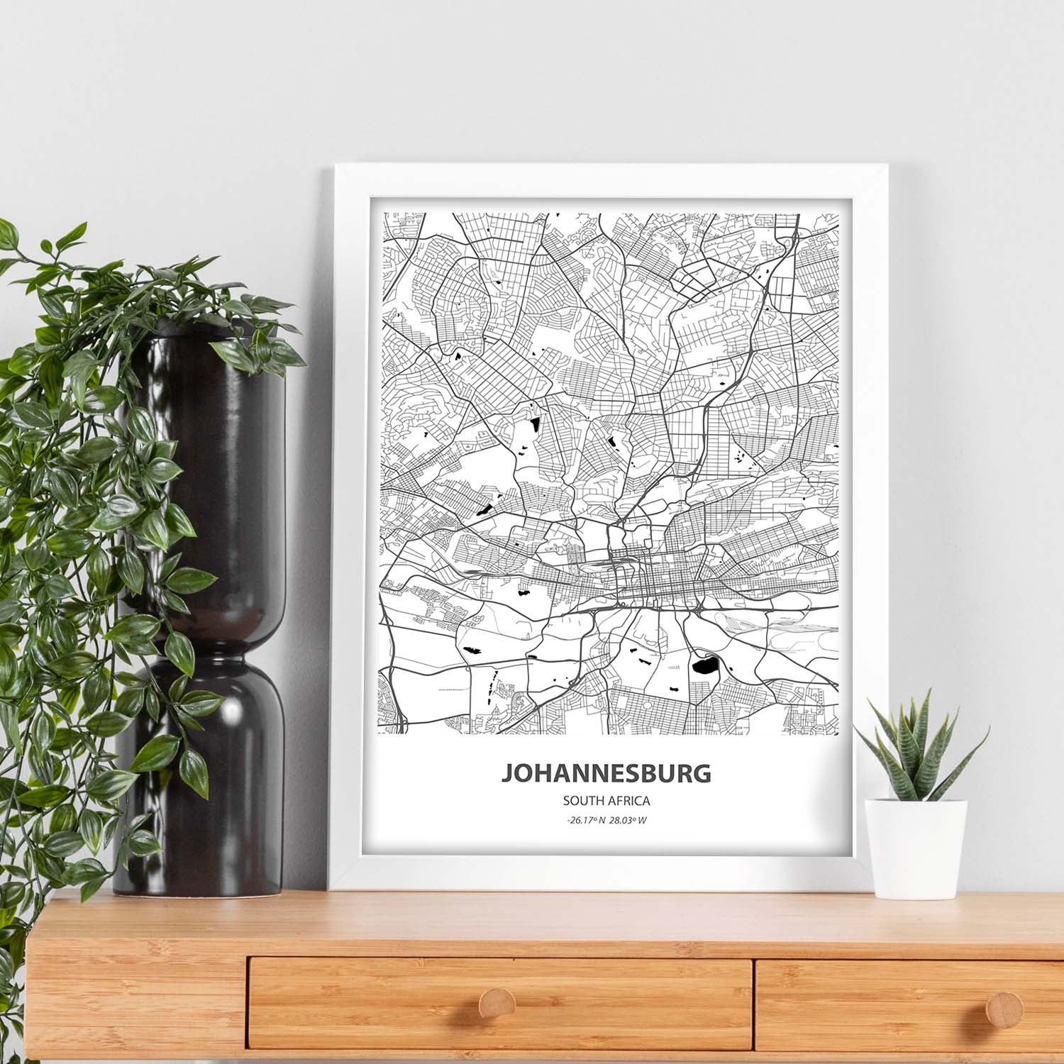 Poster Con Mapa De Johannesburg Sudáfrica Láminas De Ciudades De África ...