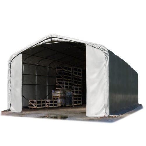 6x24 m hangar, porte 4,1x4,0 m, toile PRIMEtex 2300, anti-feu, gris ...