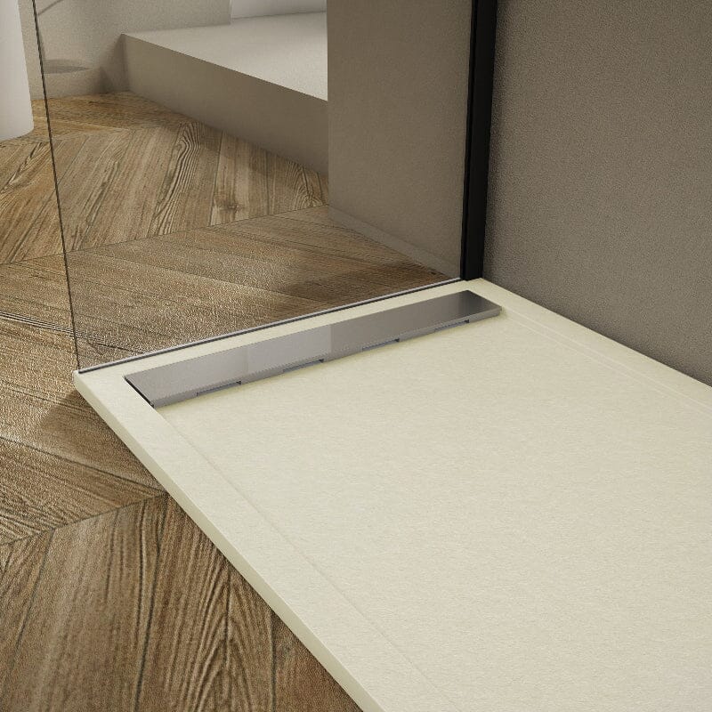 Plato de ducha pizarra RIBERA CREMA 80x150cm Rejilla acero inox ...