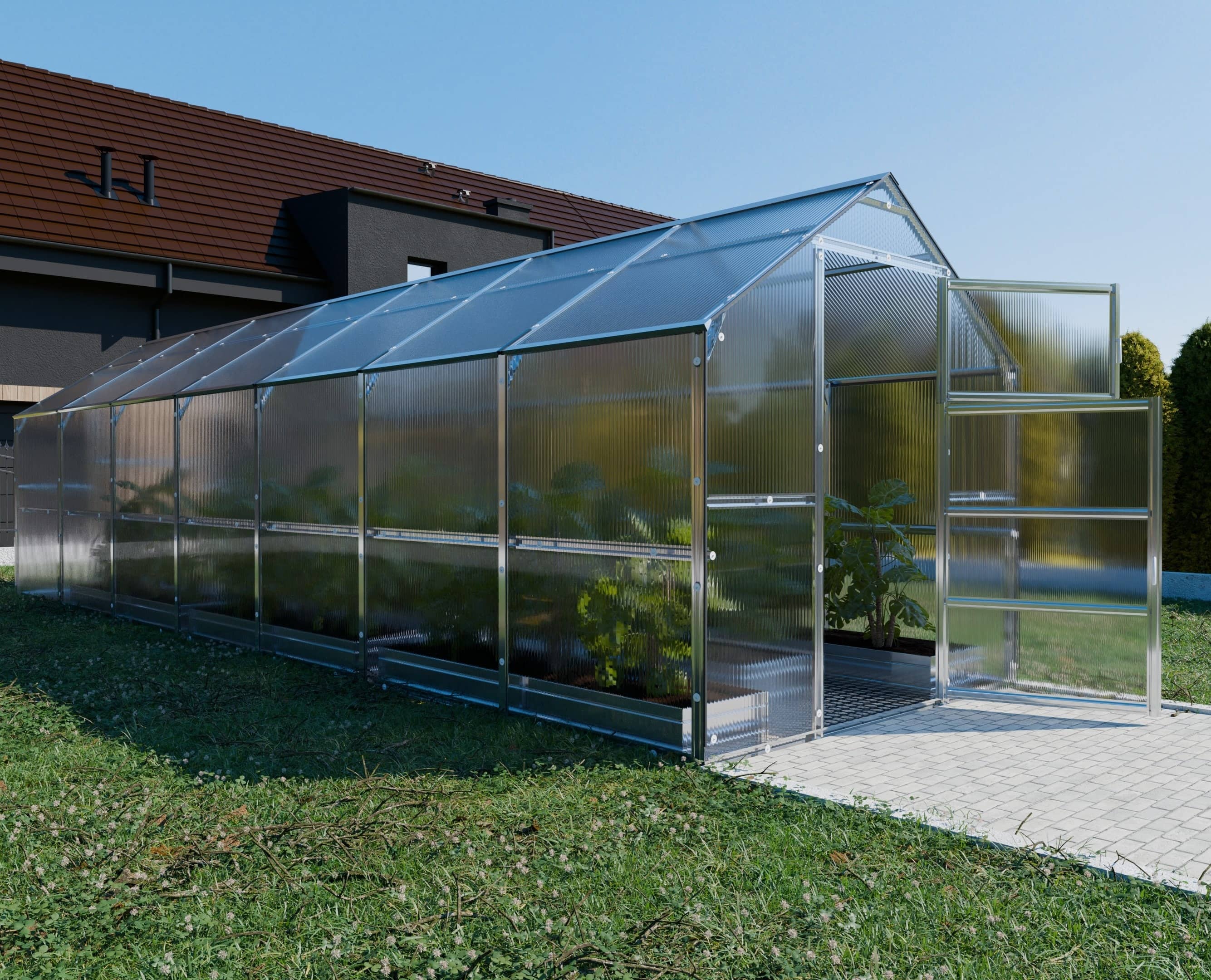 Serre de jardin KLASIKA BERNARD 2,35 x 7 m (16,45 m²), 6 mm avec ...