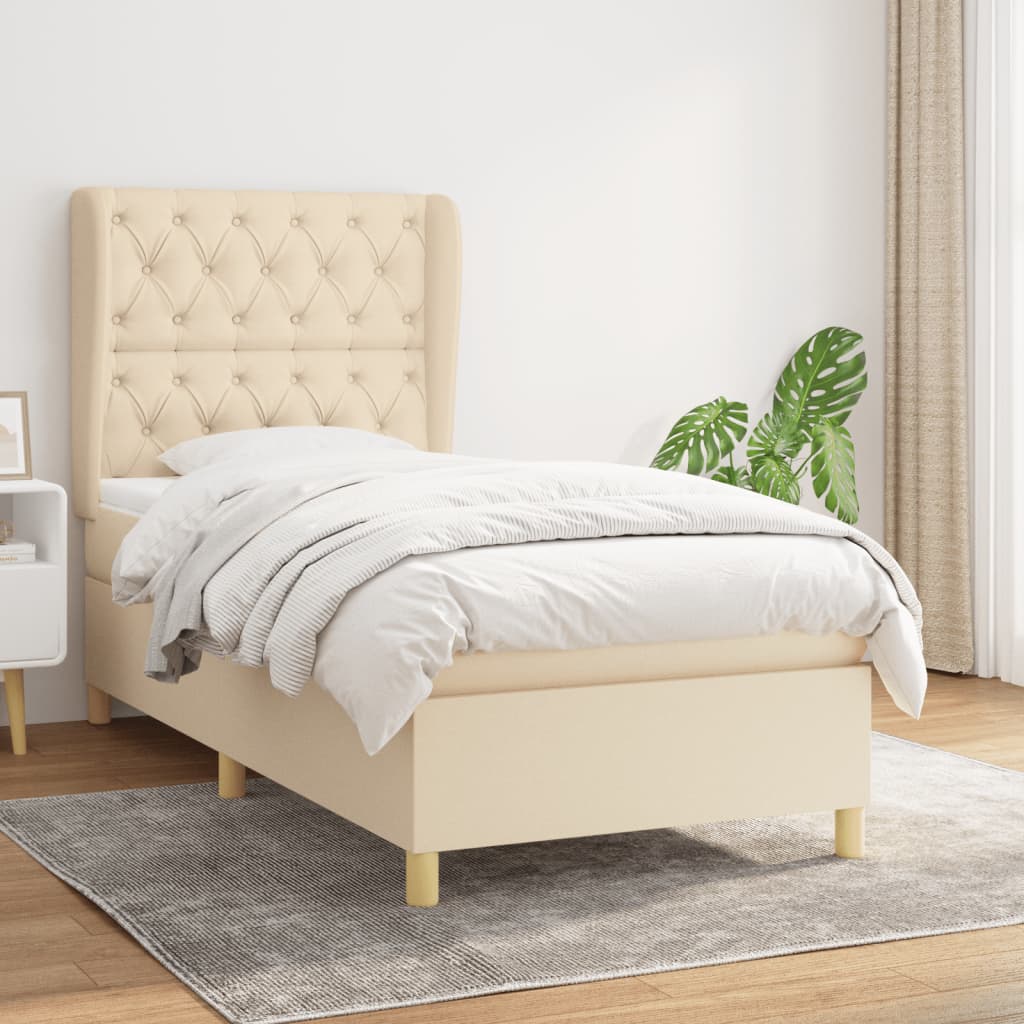 Letto boxspring con materasso Crema 80x200 cm Tessuto | Leroy Merlin