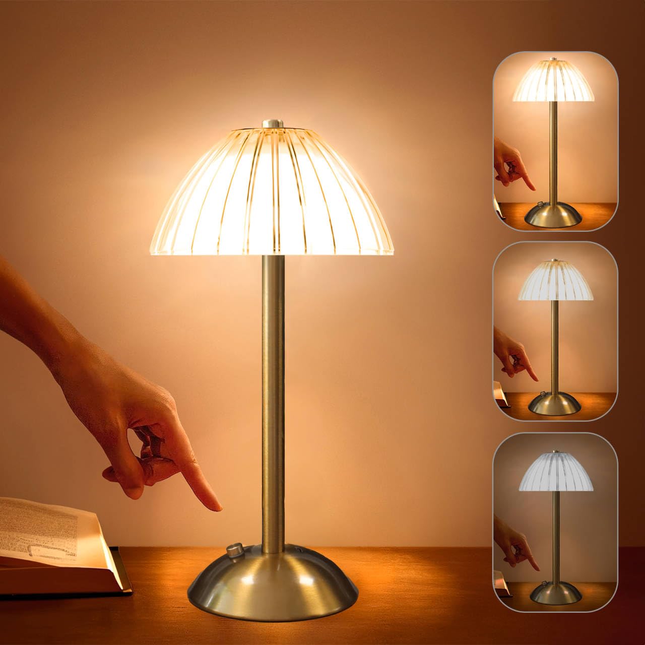 Lampe de Table Sans Fil Rechargeable Moderne,Lampe de Chevet LED ...