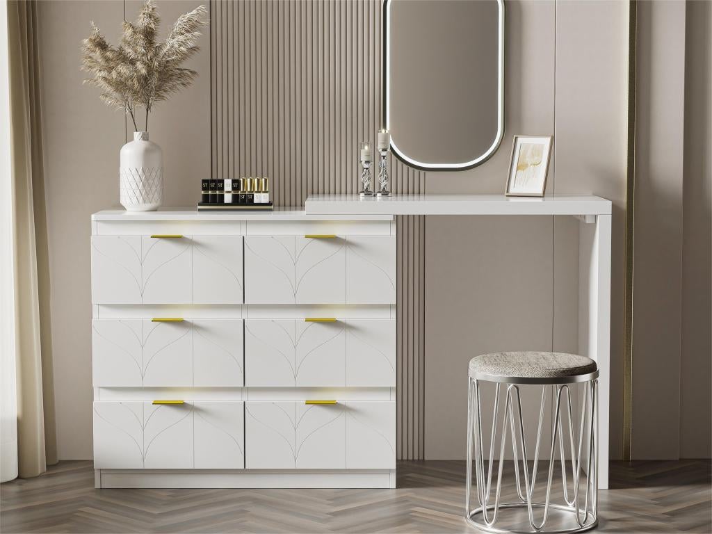 Coiffeuse pivotante contemporaine scandinave avec 6 tiroirs - décorée ...