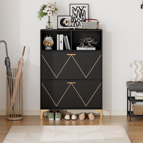 Armoire à chaussures 80x25x117 cm avec 2 portes rabattables,4 casiers ...
