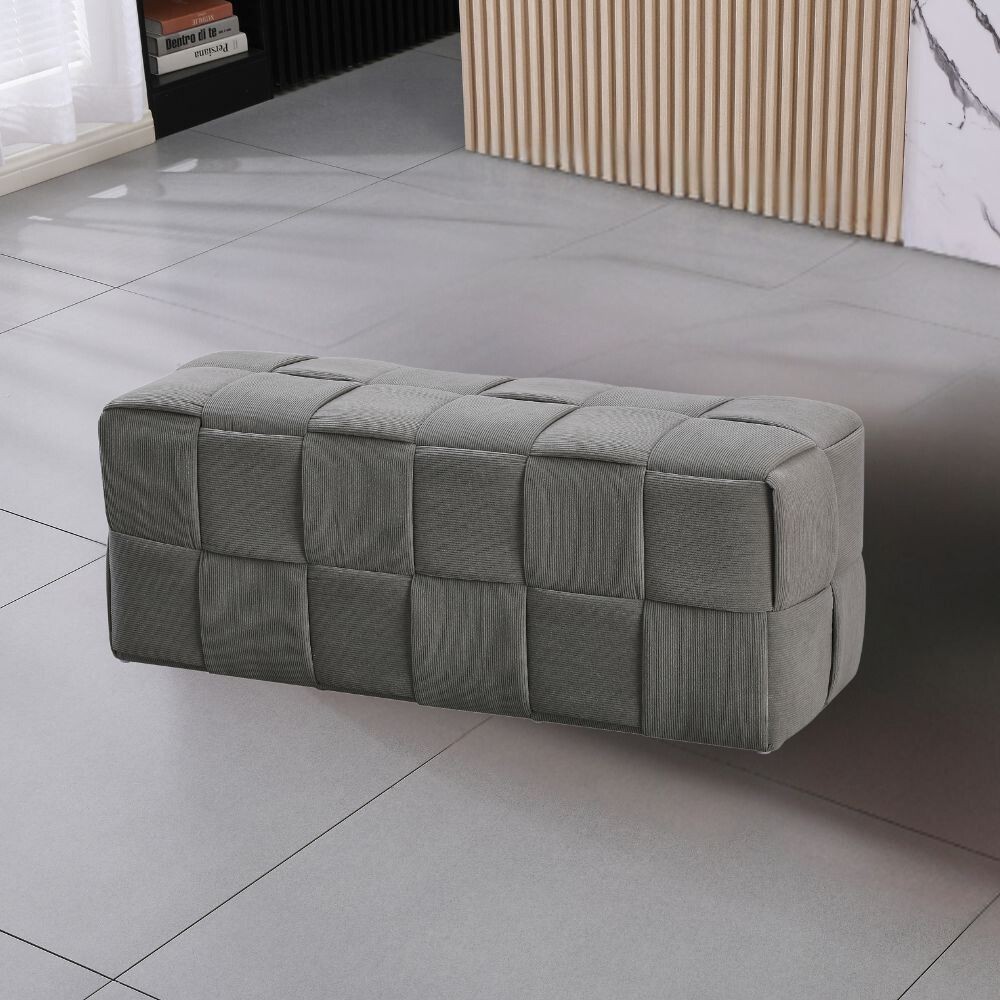 Pouf rettangolare colore grigio effetto intrecciato Den 104x39x39H ...