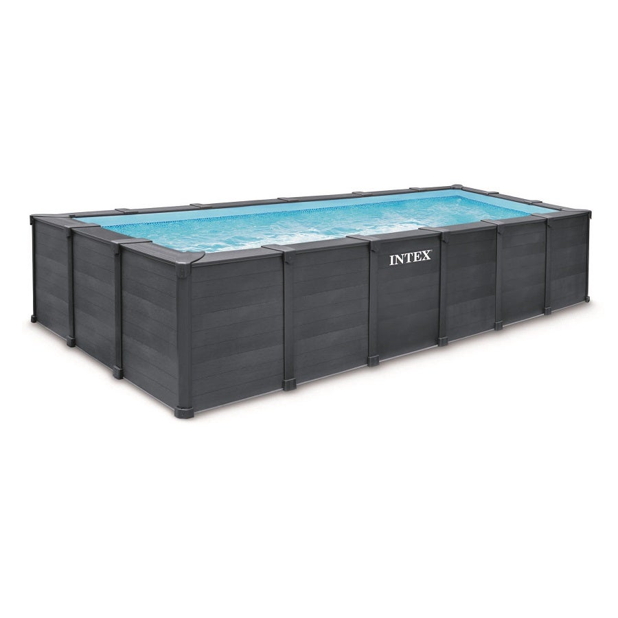 Piscine tubulaire rectangulaire Intex Graphite 6 x 3 x 1,24 m | Leroy ...