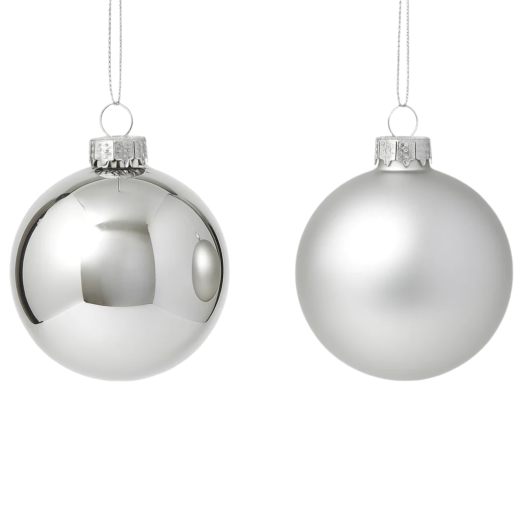 Boules de Noël en plastique argenté décorées, 6 boules de 8 cm chacune | Leroy Merlin