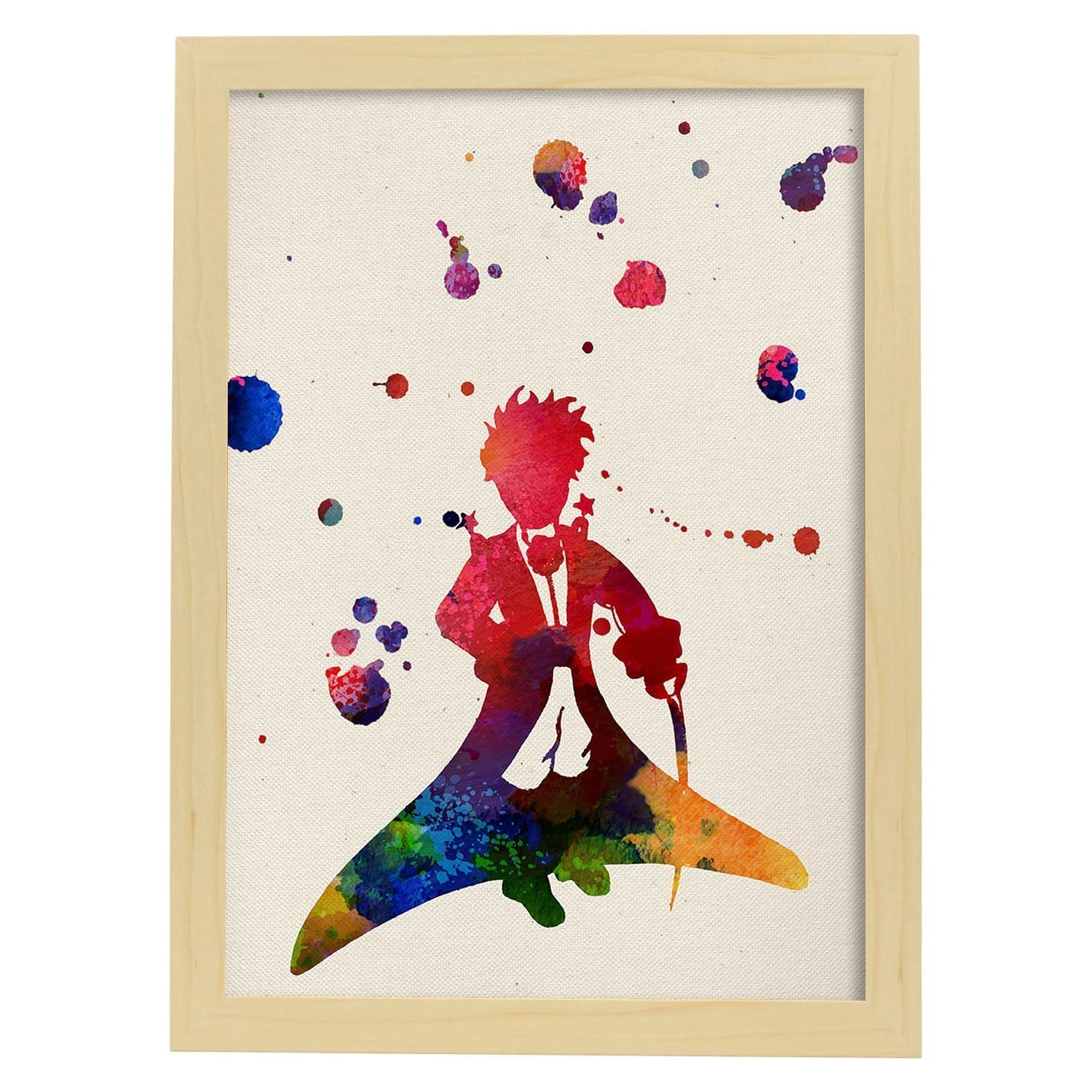 Poster De Principito Con Capa Con Diseño Acuarela. Mix De Láminas Con ...