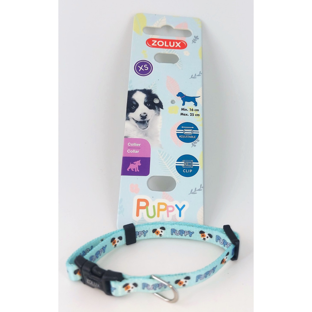 Zolux -Collier PUPPY MASCOTTE 8 mm 16 à 25 cm couleur bleu pour chiots ...