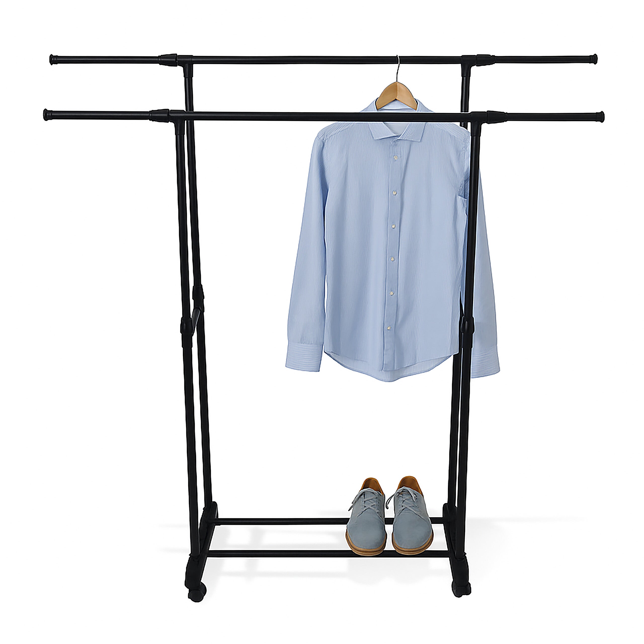Perchero rodante Relaxdays, con estante, altura ajustable de 91 a 158 ...