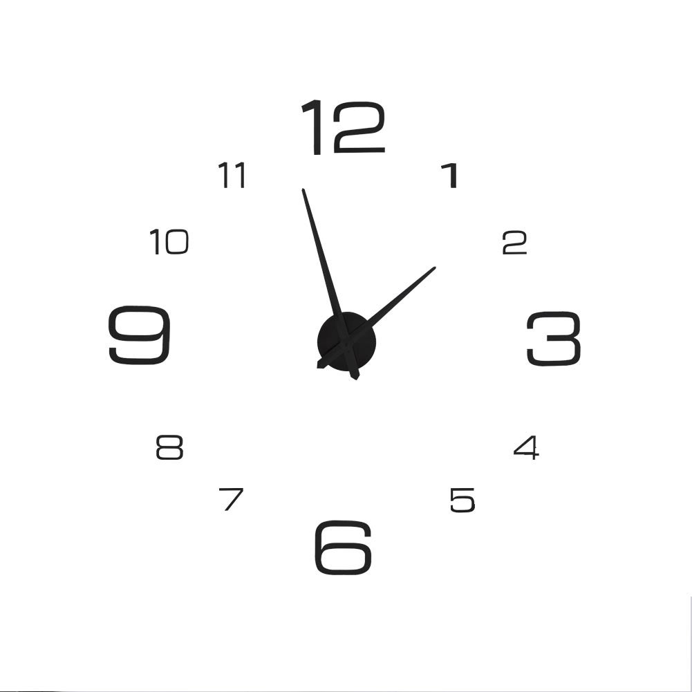 Reloj de pared 3D DIY, moderno acrílico autoadhesivo, negro, 43x13 cm ...