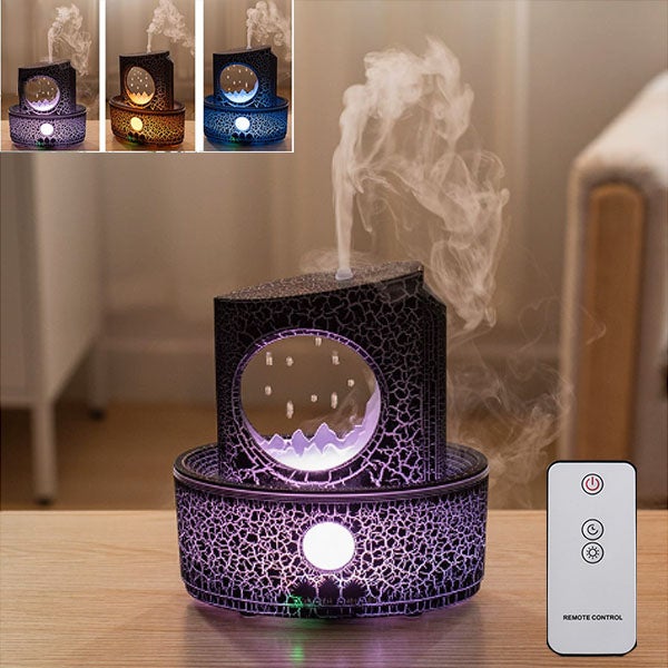 Humidificador de grietas negras de 300 ml, máquina de aromaterapia, luz ...