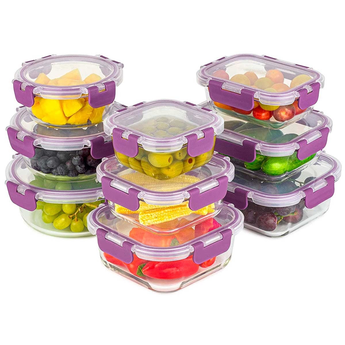 Recipientes de Cristal Para Alimentos - 18 Piezas (9 recipientes y 9 ...