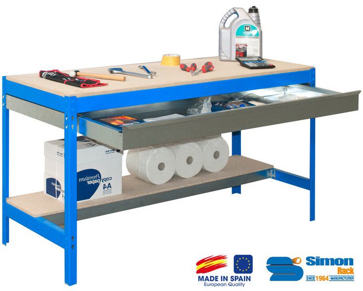 Simon Rack - Kit Etabli avec tiroir 840x1500x750mm - BT-0 BOX 1500 BLEU/BOIS SIMONRACK | Leroy ...