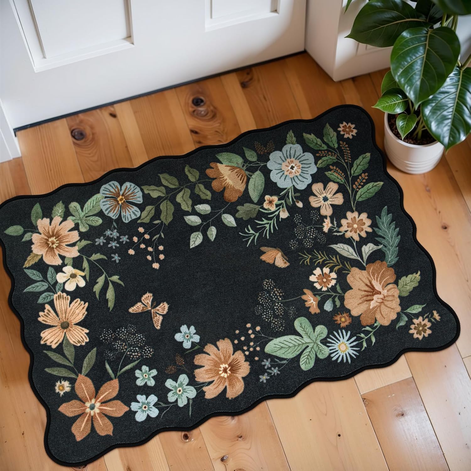 Tapis floral petit, tapis de cuisine anti-dérapant et lavable, tapis ...
