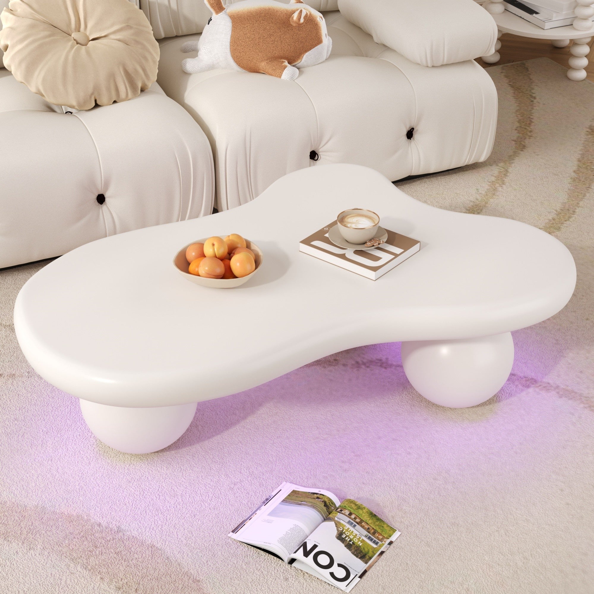 Table Basse Nuage - 95x62.5x32cm - LED Intégrée 16 Couleurs - Design ...