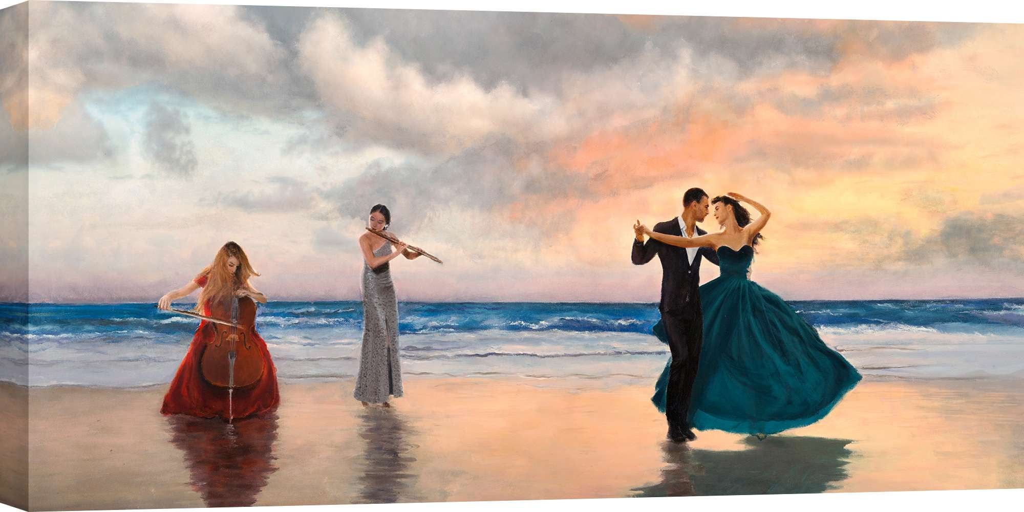 Cuadro Bailando en la playa - impresión sobre lienzo - Pierre Benson ...
