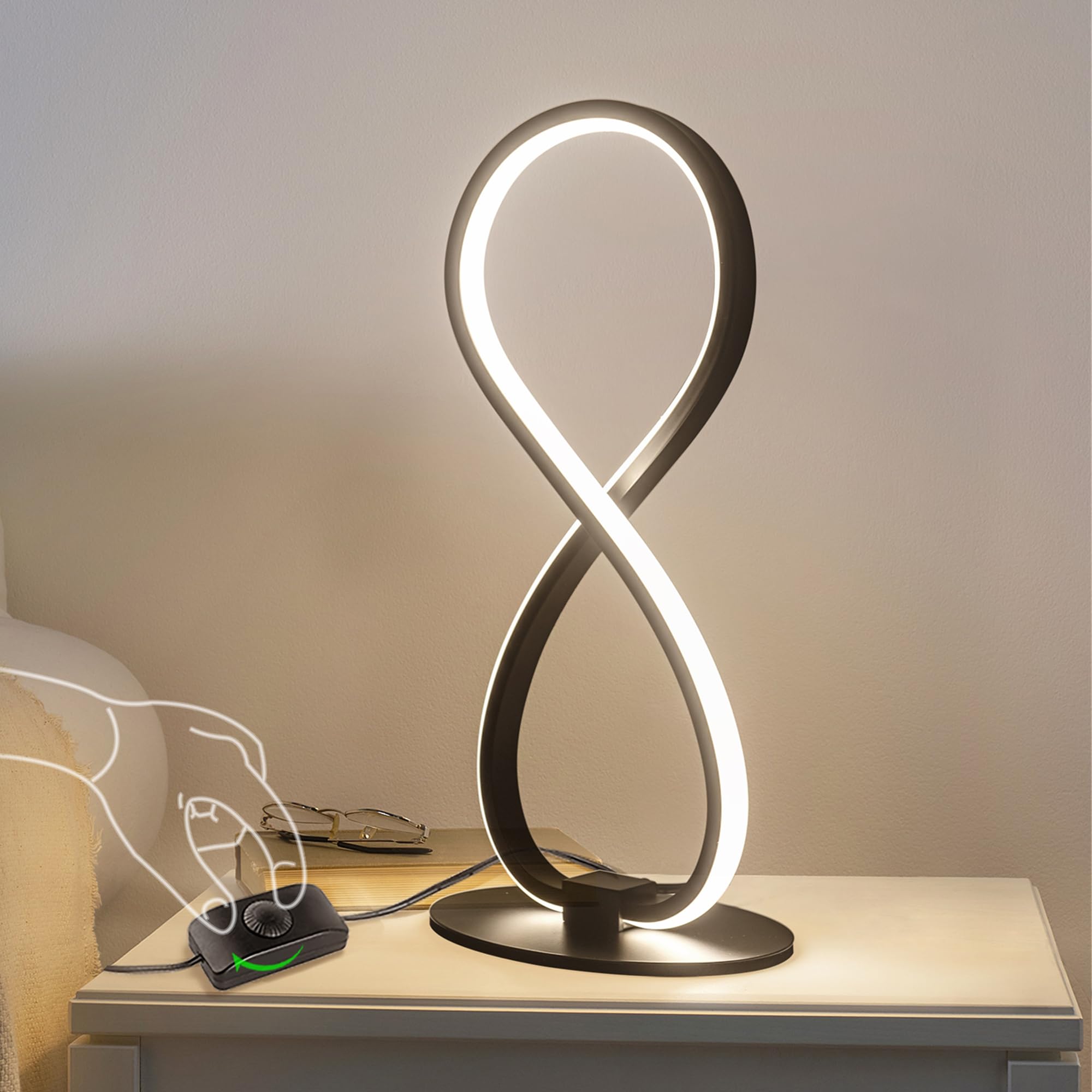Lampe de chambre à coucher, lampe tactile à intensité variable à 3 ...