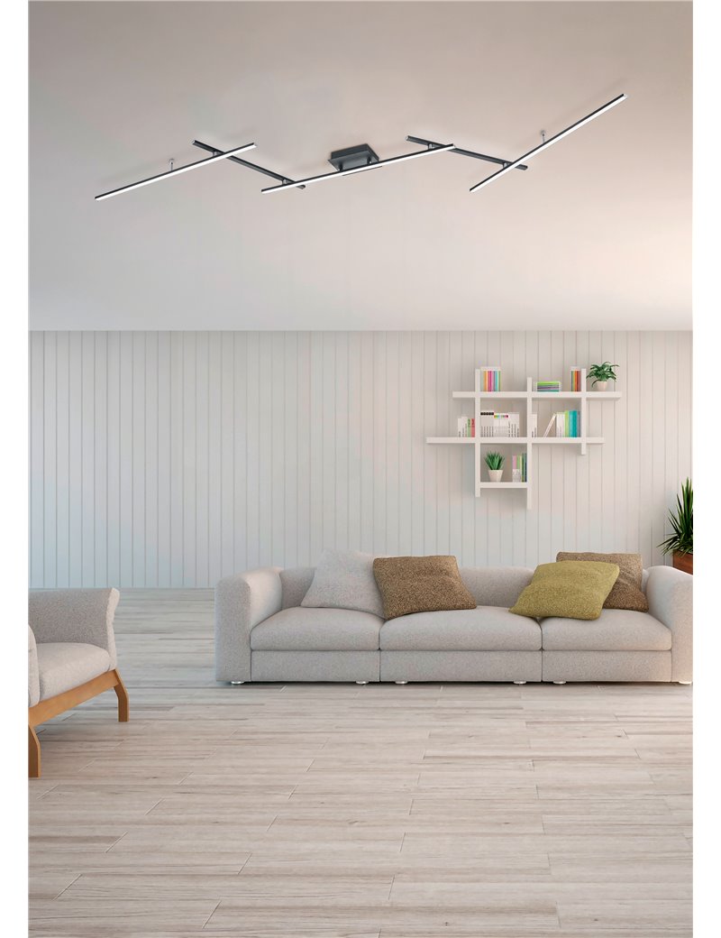 Trio Leuchten Arvin 628410532 LED Ceiling Light Metal Matt Black with ...