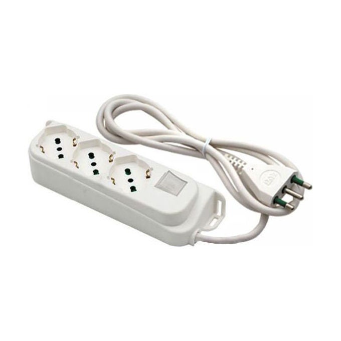Multiprise 3 prises schuko Italien/Allemand 2P+T 16A câble 1,5m fiche ...