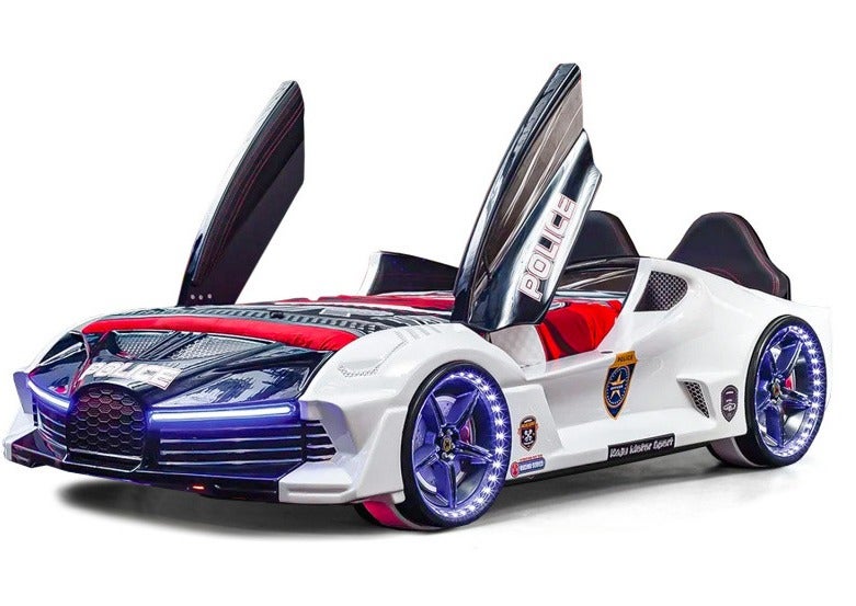 Lit enfant voiture de police blanche Speed 90x190 | Leroy Merlin
