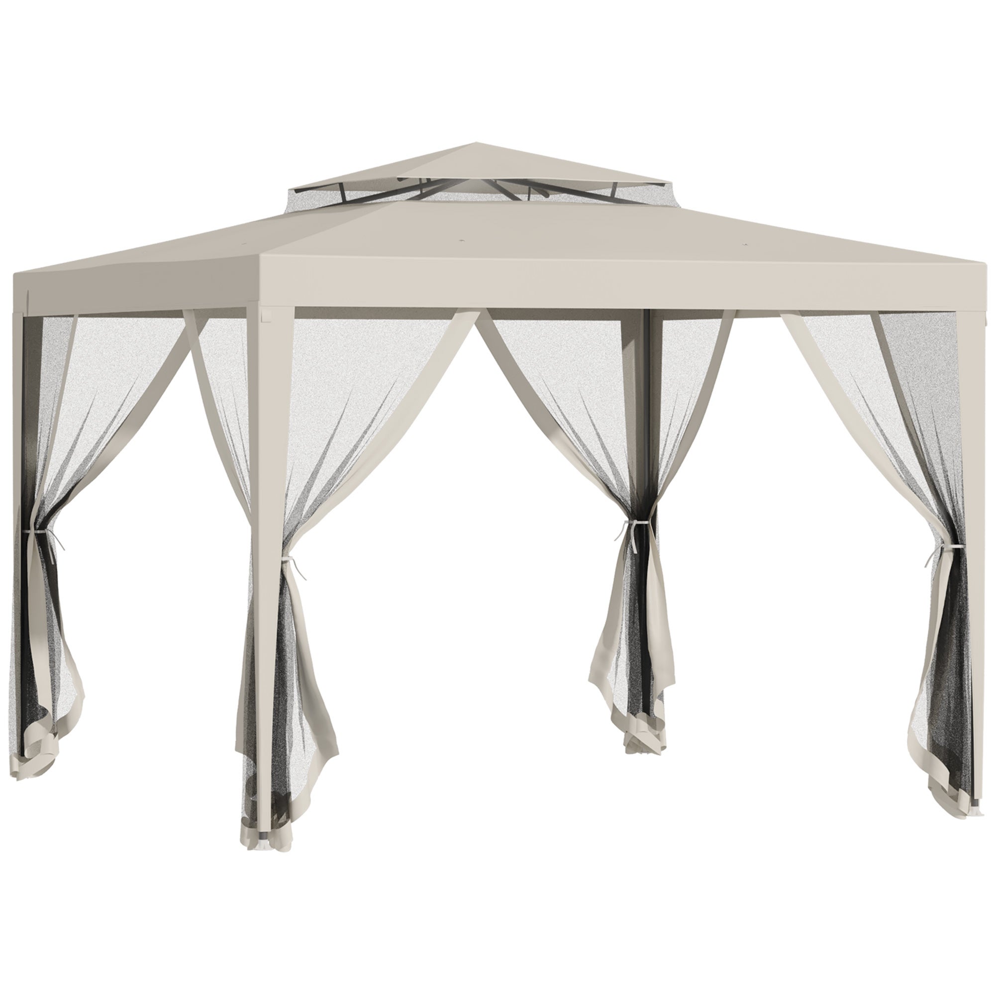 Carpa de Jardín Outsunny Poliéster, Metal Beige 297x297x268 cm | Leroy ...