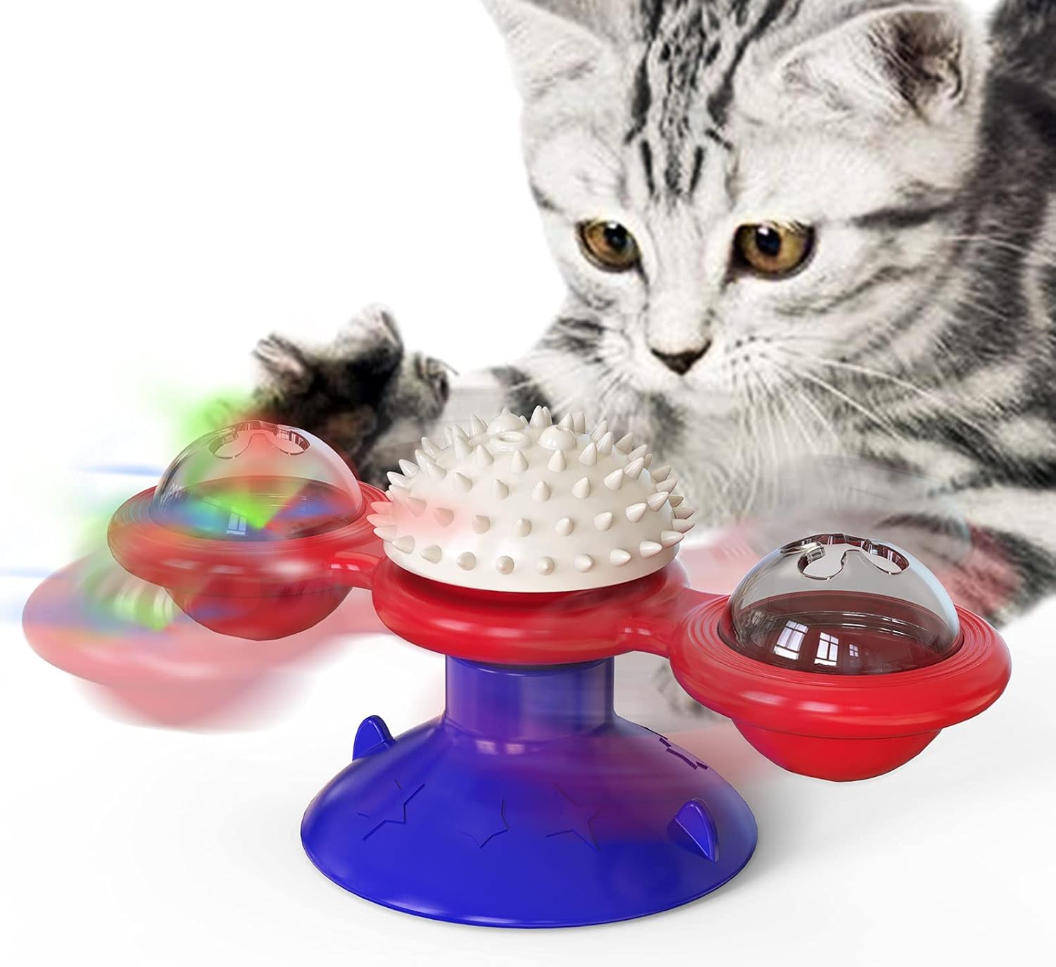 Juguete interactivo para gatos con forma de molino de viento: divertido ...